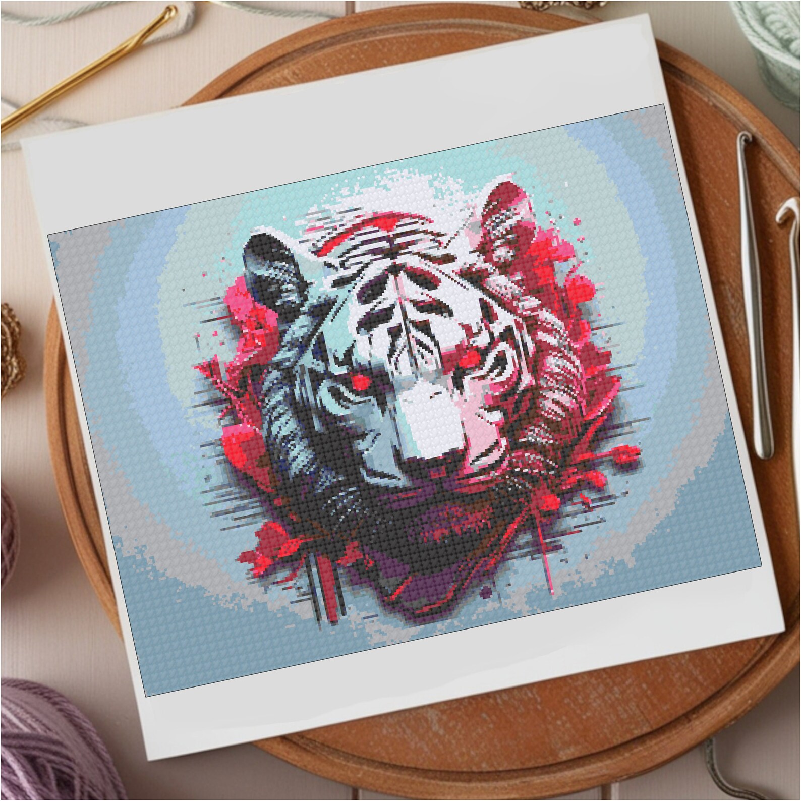 C2C Crochet Pattern: Red Glowing Tiger - Corner-to-corner Crochet ...