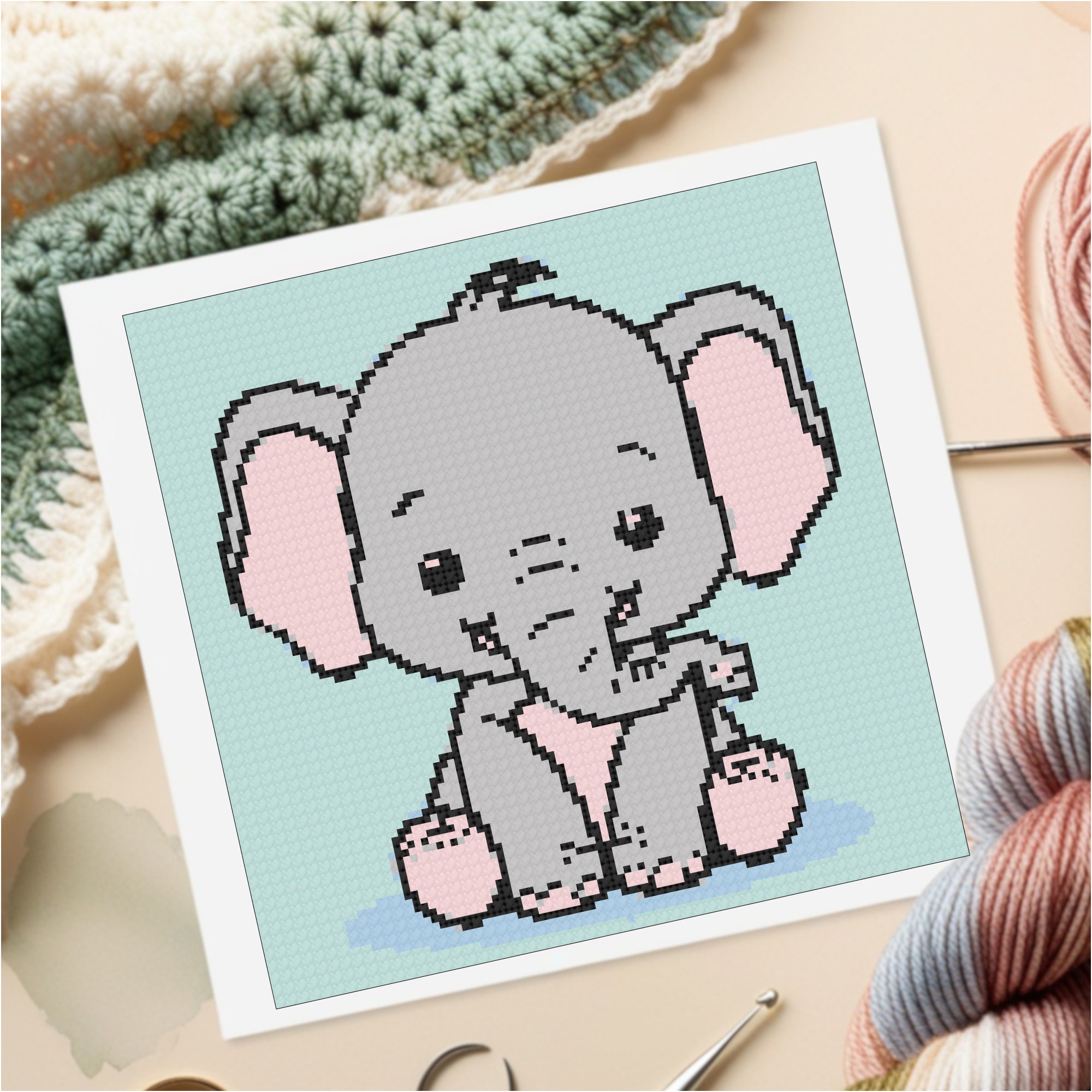 C2C Crochet Pattern: Kawaii Baby Elephant - Corner-to-corner Crochet ...