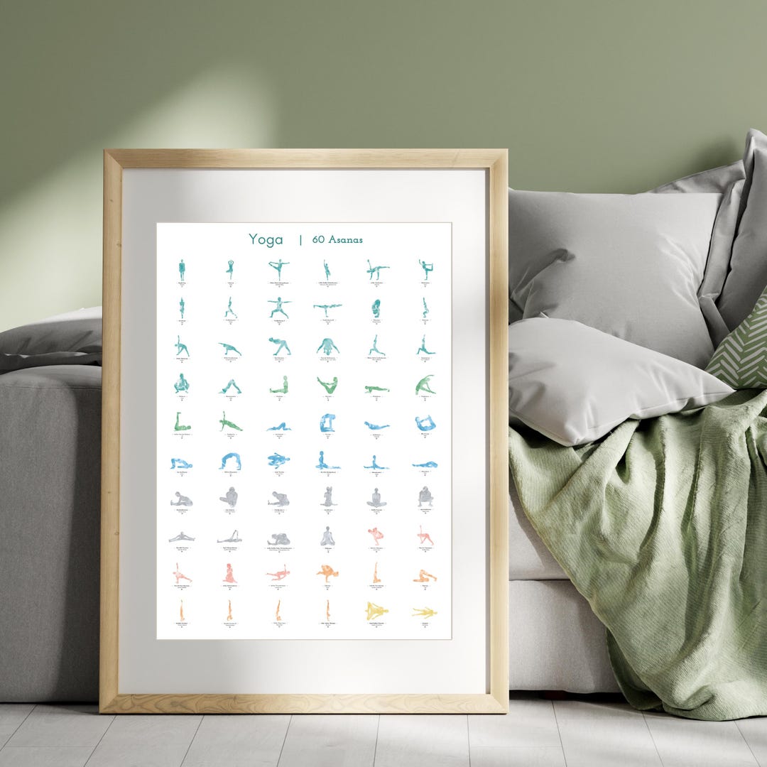 Yoga Poster Art Prints XXL | 60 Asanas, Yoga Poses | Wall Art - Etsy