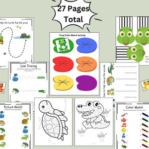 Preschool Worksheets Bundle Reptile Tracing and Coloring Printable ...