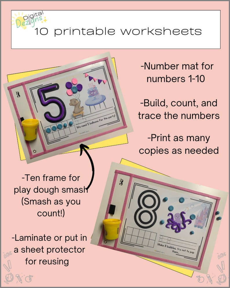 Play Dough Mat Counting Activity for Toddler Number Activity for ...