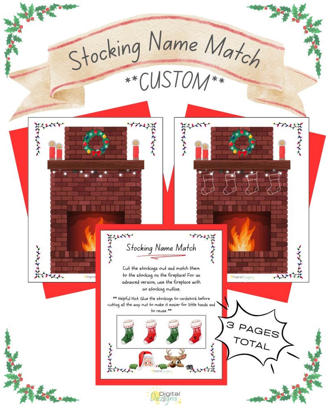 Christmas Worksheet for Name Printable Custom Name Activity for ...