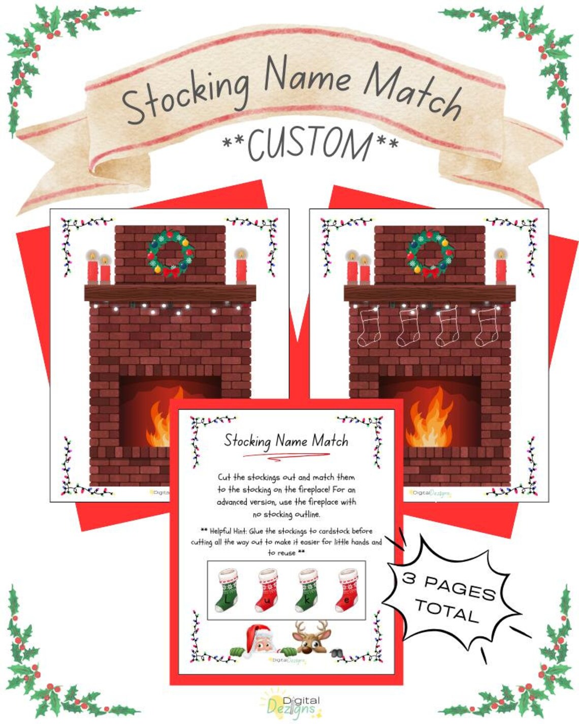 Christmas Worksheet for Name Printable Custom Name Activity for ...
