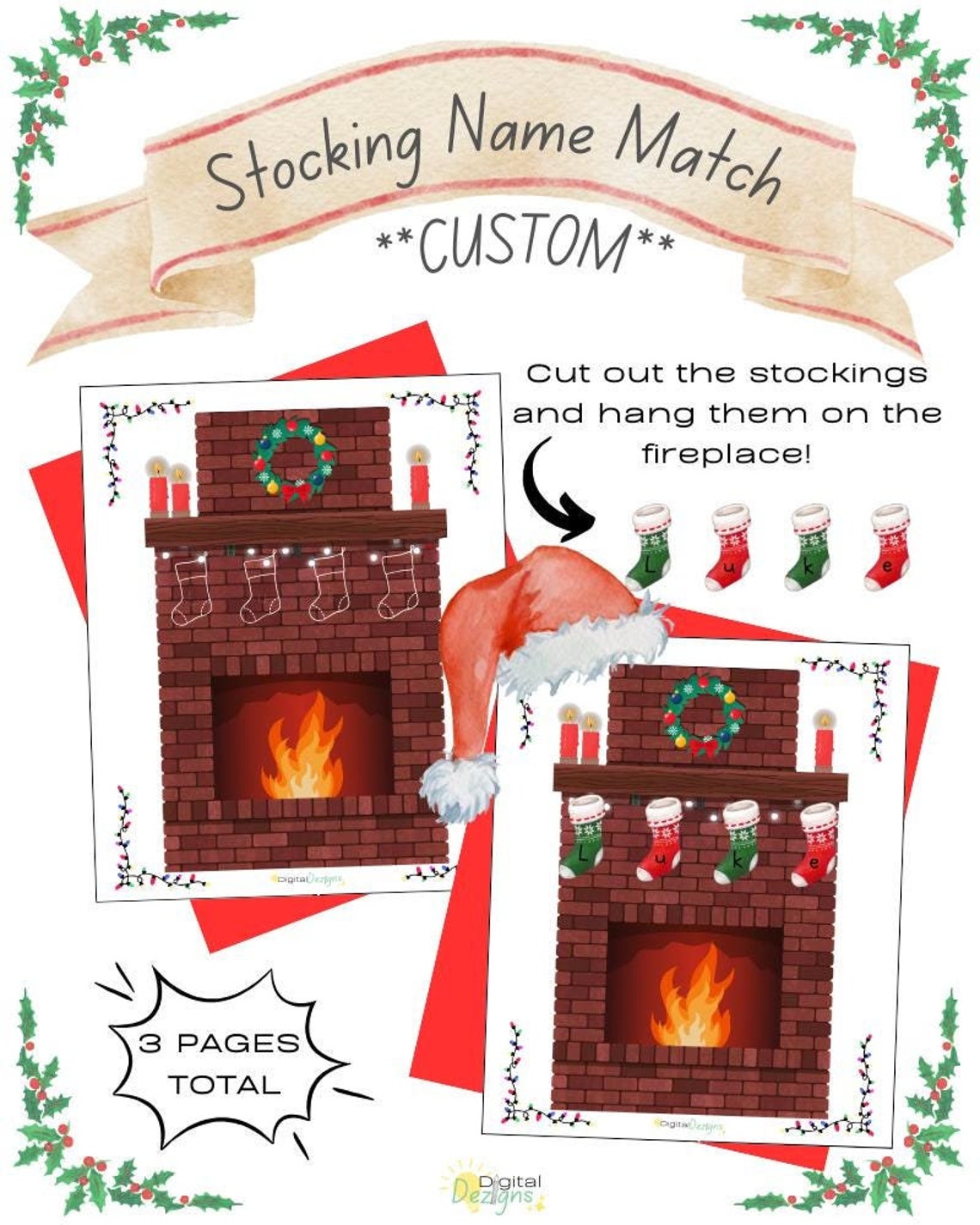 Christmas Worksheet for Name Printable Custom Name Activity for ...