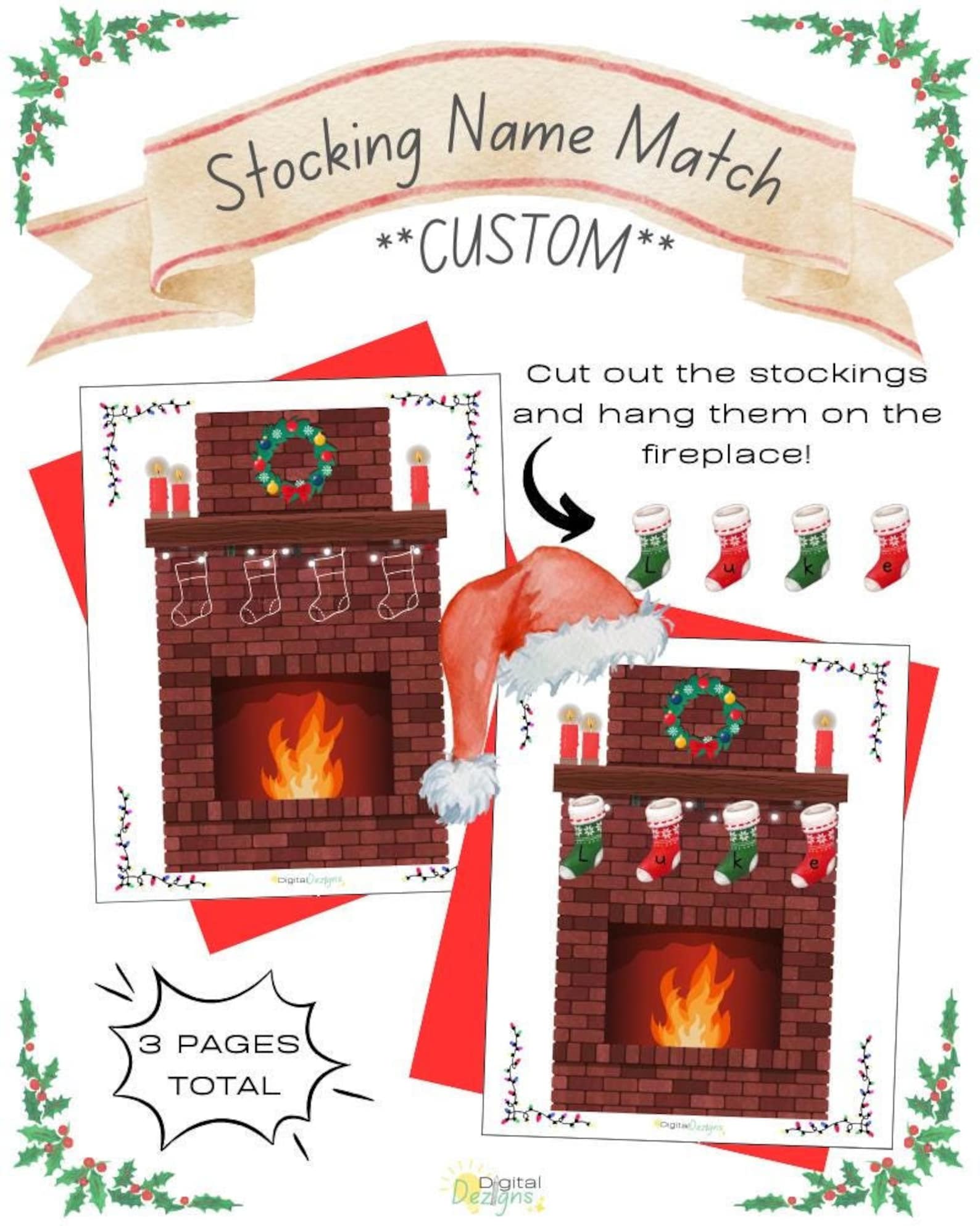 Christmas Worksheet for Name Printable Custom Name Activity for ...