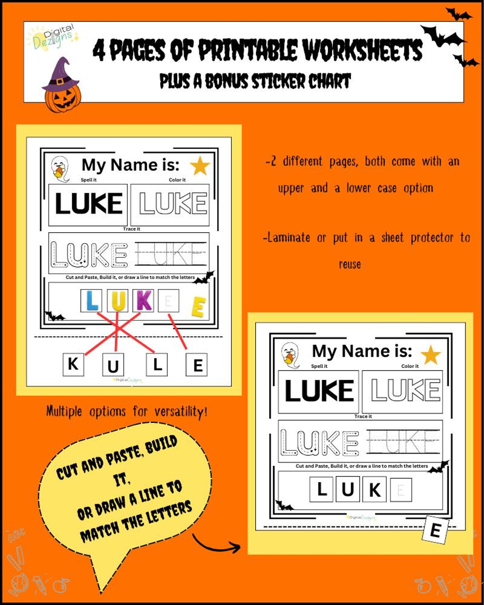 Name Tracing Halloween Printable Custom Name Worksheet for Preschool ...