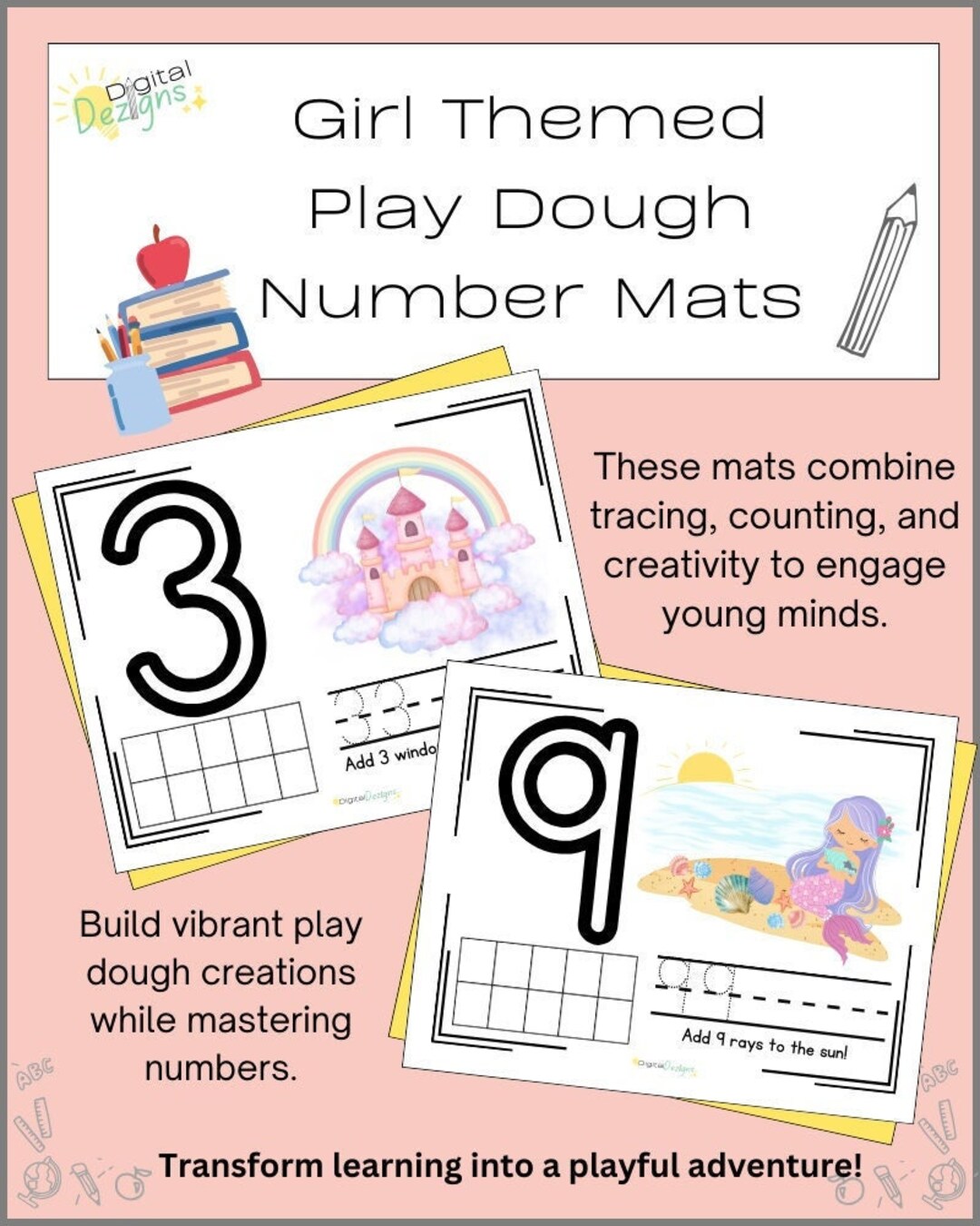 Play Dough Mat Counting Activity for Toddler Number Activity for ...