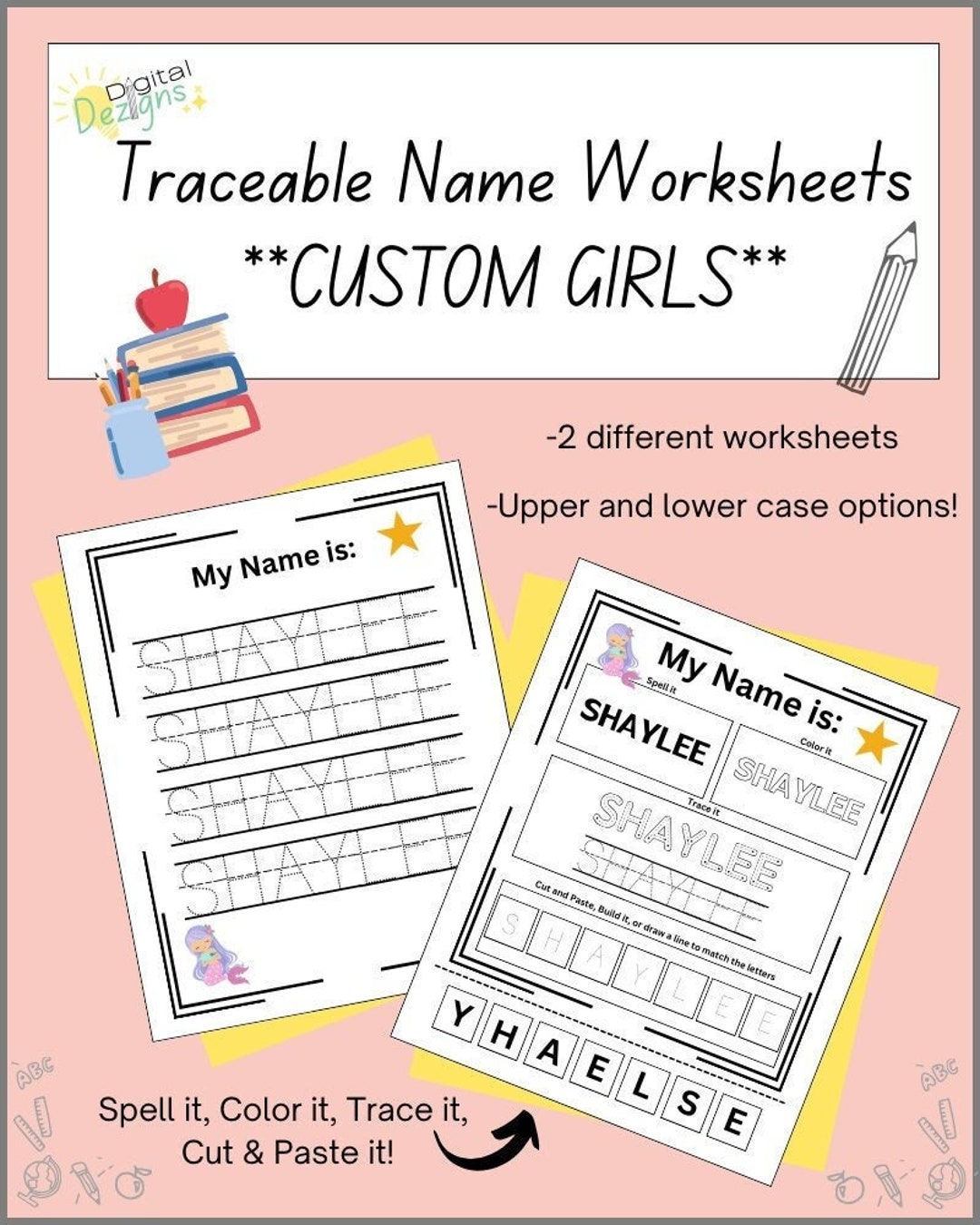 Name Tracing Printable Girls Custom Name Worksheet for Preschool ...