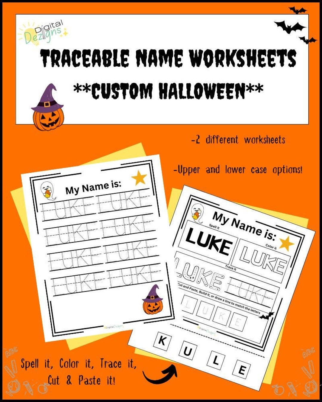 Name Tracing Halloween Printable Custom Name Worksheet for Preschool ...