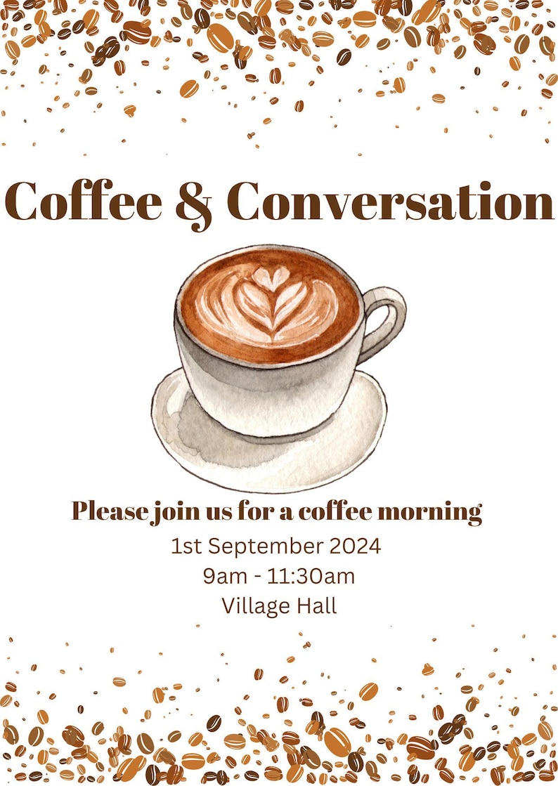 Coffee and Conversation Invitation, Instant Download, Editable, Coffee ...