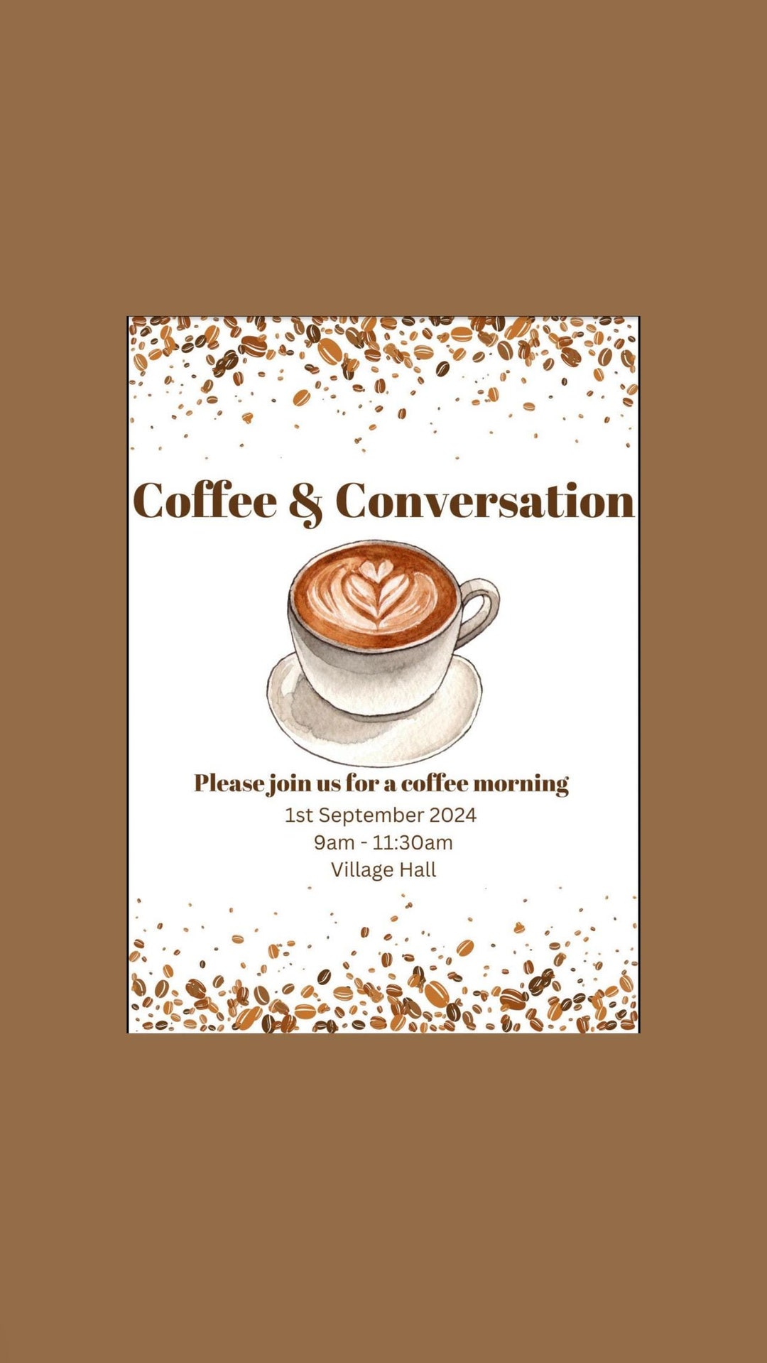 Coffee and Conversation Invitation, Instant Download, Editable, Coffee ...