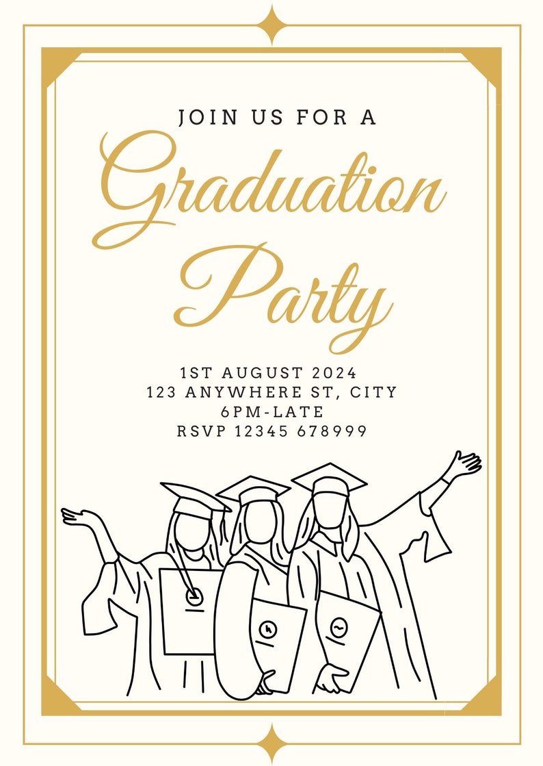 Graduation Party Invitation Class of 2024 Invite, Ladies Men College ...