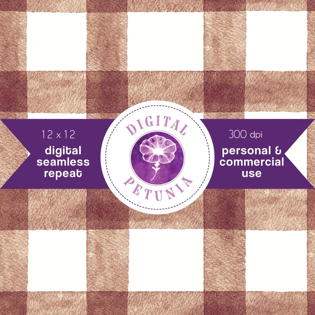 Watercolor Gingham Seamless Pattern | 12x12 Digital Paper | Hand ...