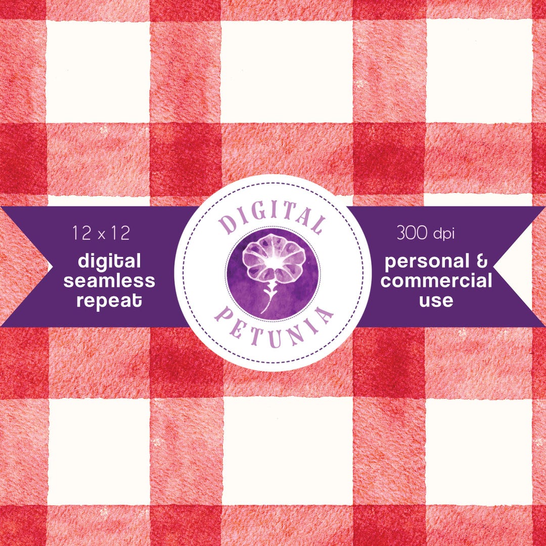 Watercolor Gingham Seamless Pattern | 12x12 Digital Paper | Hand ...