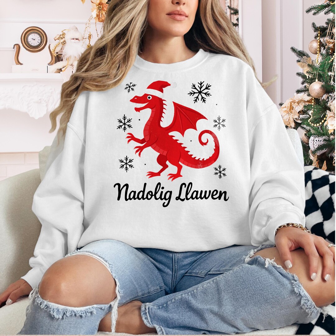 Welsh Gifts, Wales, Festive Dragon Jumper, Cymraeg, Welsh Dragon, Welsh ...