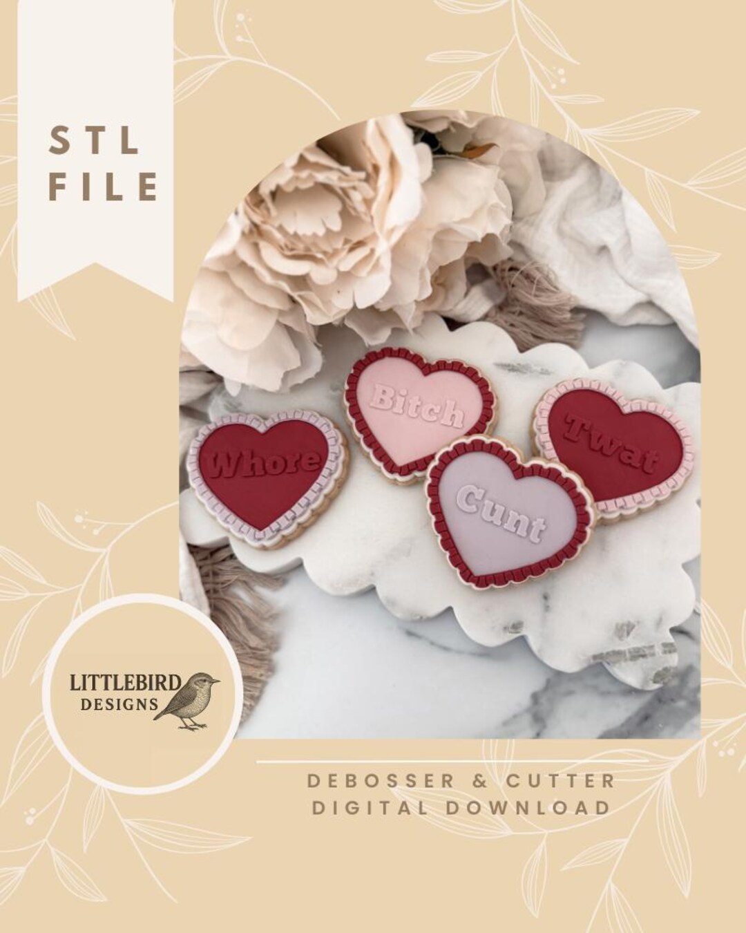 FULL SET Rude Hearts - STL Cookie Cutter & Stamp - Etsy UK