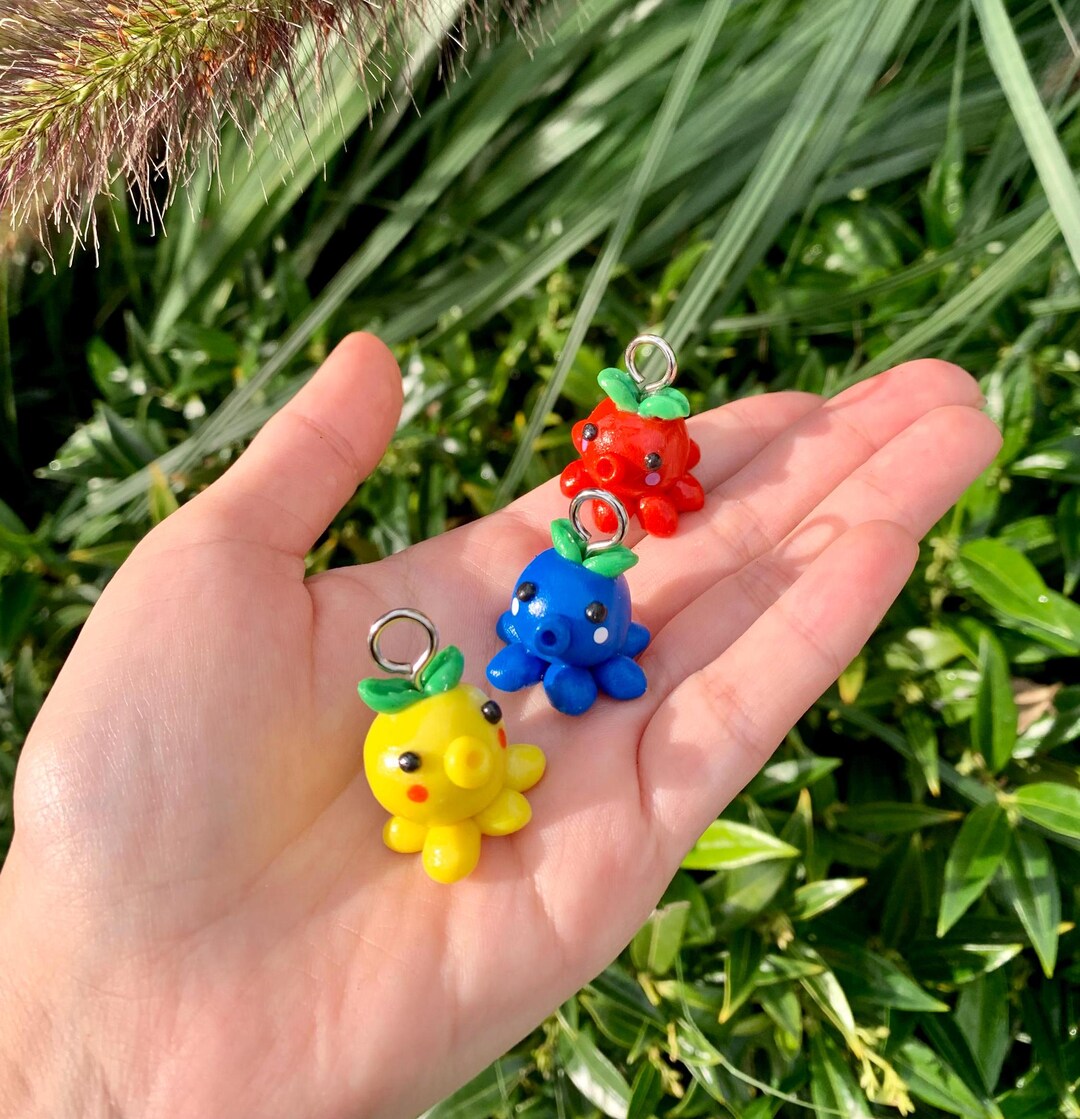 Kawaii Octopus Charm, Handmade Polymer Clay, Octopus Family, Cute ...