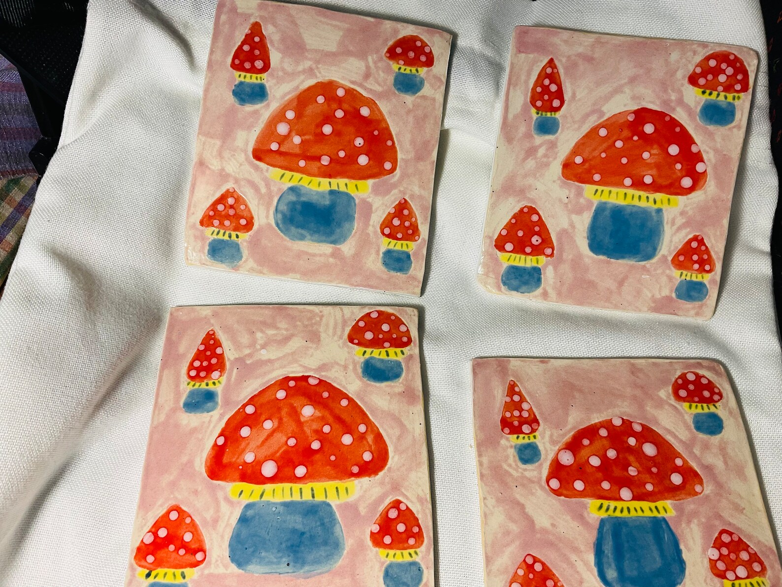 Mushroom Ceramic Tile, Hand Painted Tile, Decorative Tile, Small ...