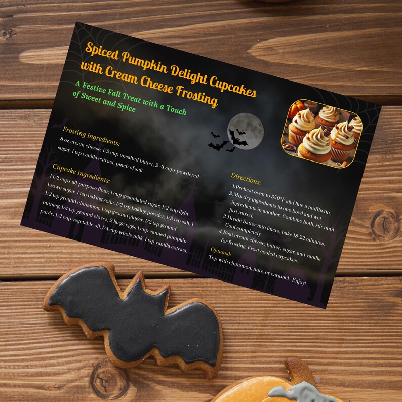 Spooky Halloween Recipe Card Template, Printable Fall Recipes for ...