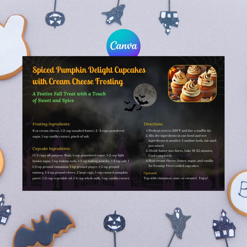 Spooky Halloween Recipe Card Template, Printable Fall Recipes for ...