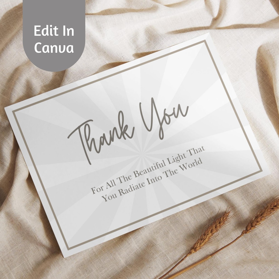 Modern Thank You Card Template Canva, Editable Thank You Cards ...