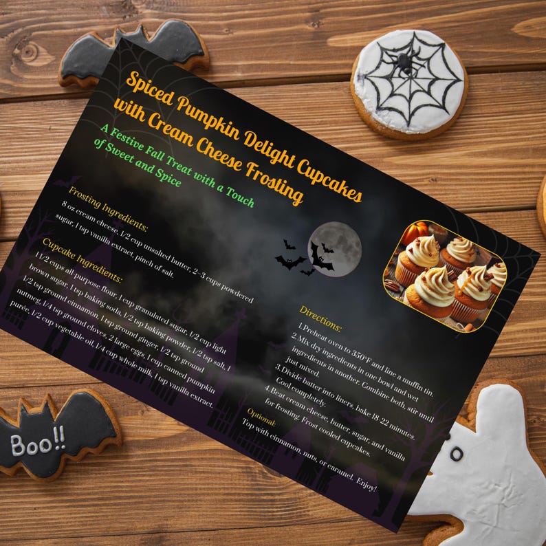 Spooky Halloween Recipe Card Template, Printable Fall Recipes for ...