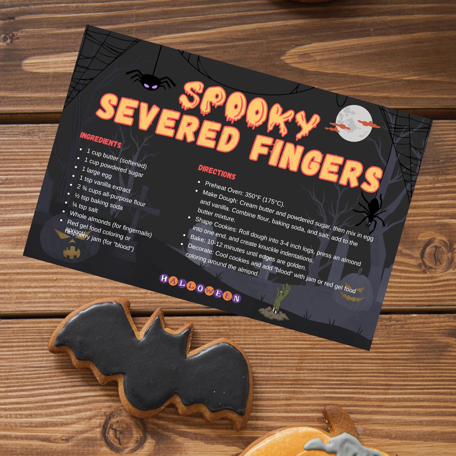 Frightening Halloween Recipes Canva Template, Recipe Card Canva ...