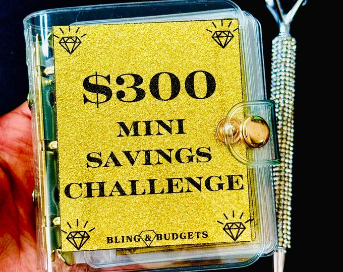 Mini Savings Challenge A9 Cash Stuffing Binder, Bling Glitter Gold Mini ...