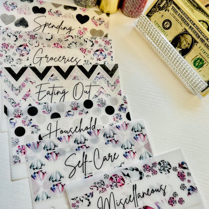 Matte Vellum Laminated Cash Envelopes, Aurora Diamond Custom A6 Cash ...