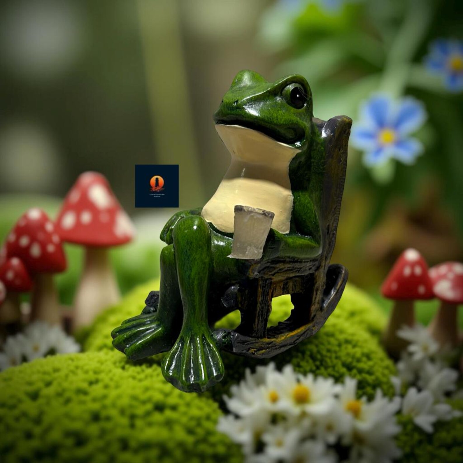 Resin Solar Frog Window Ornament or Ceramic Miniature Frog Reading a ...