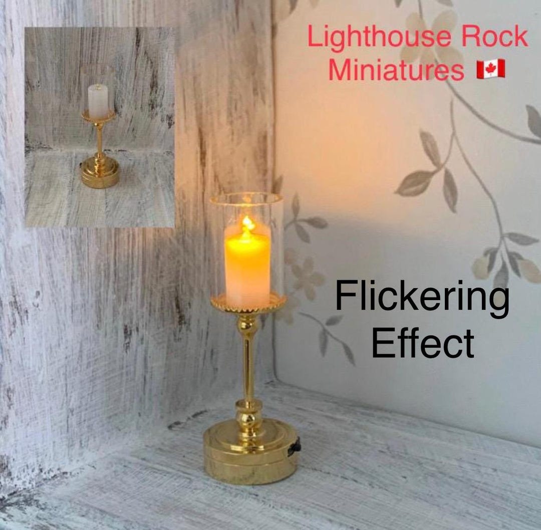 Dollhouse Candlestick Lamp Mini LED Table Lamp Miniature Candle Light ...