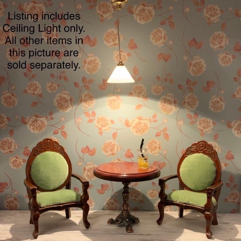 1:12 Hanging Ceiling Light Battery Operated ON/OFF Switch Miniature ...