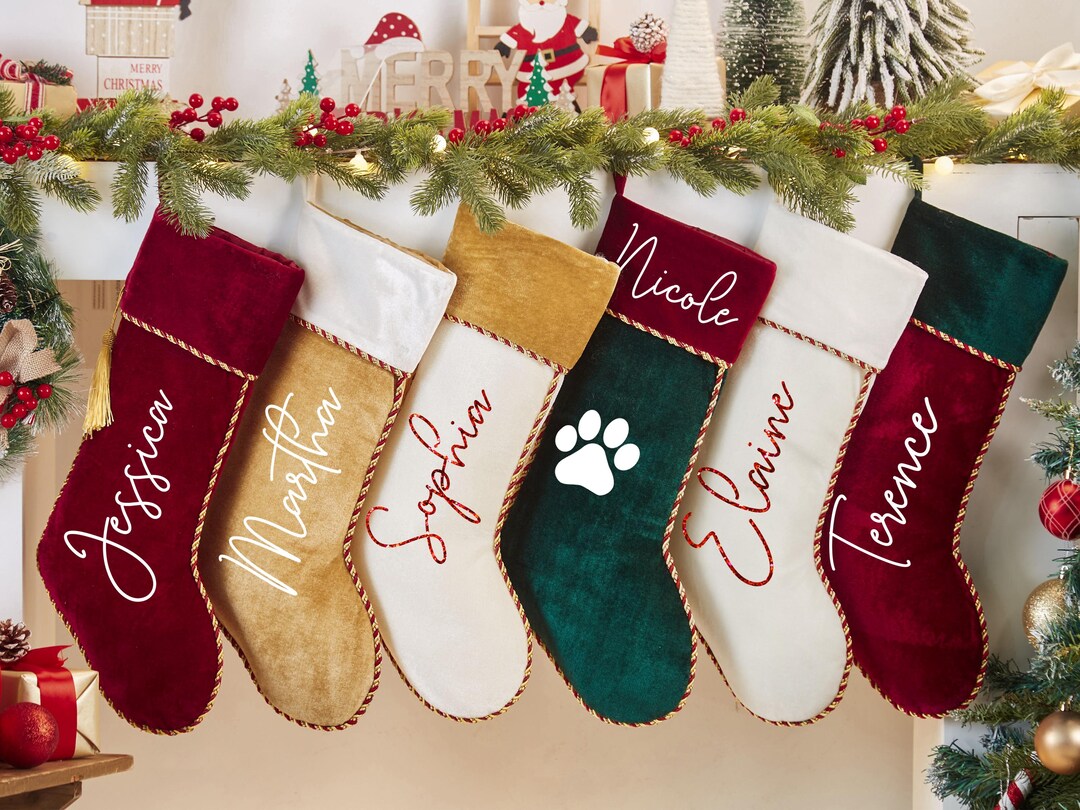 Personalized Christmas Stockings Velvet With Tassel Custom Matching ...