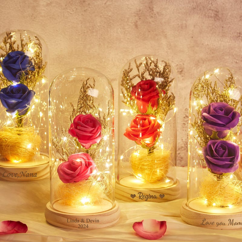 Rose in Glass Dome - Etsy