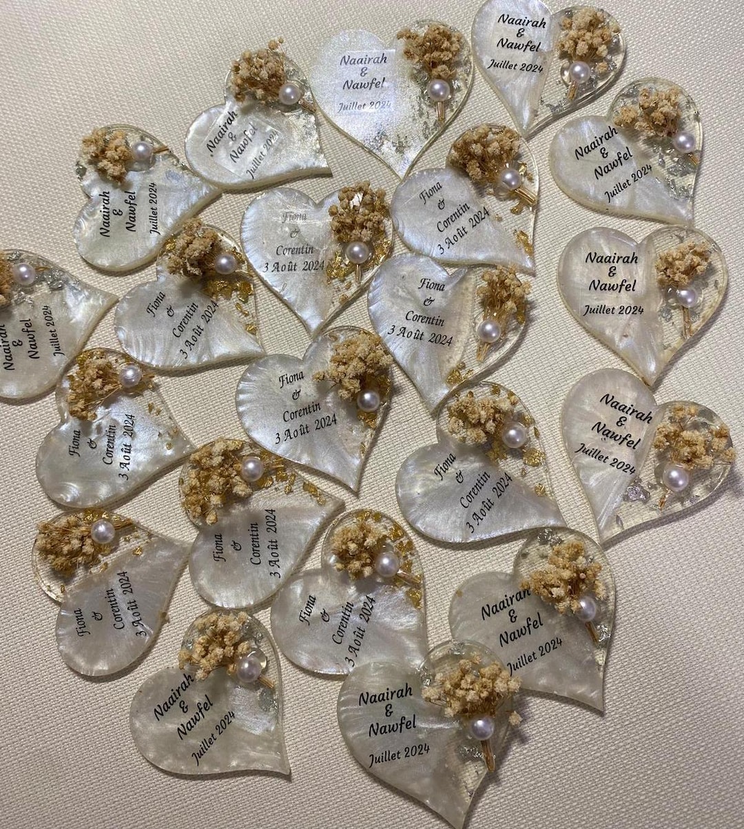 Epoxy Resin Magnet Wedding Favors: Gypsophila Flower, Personalized ...