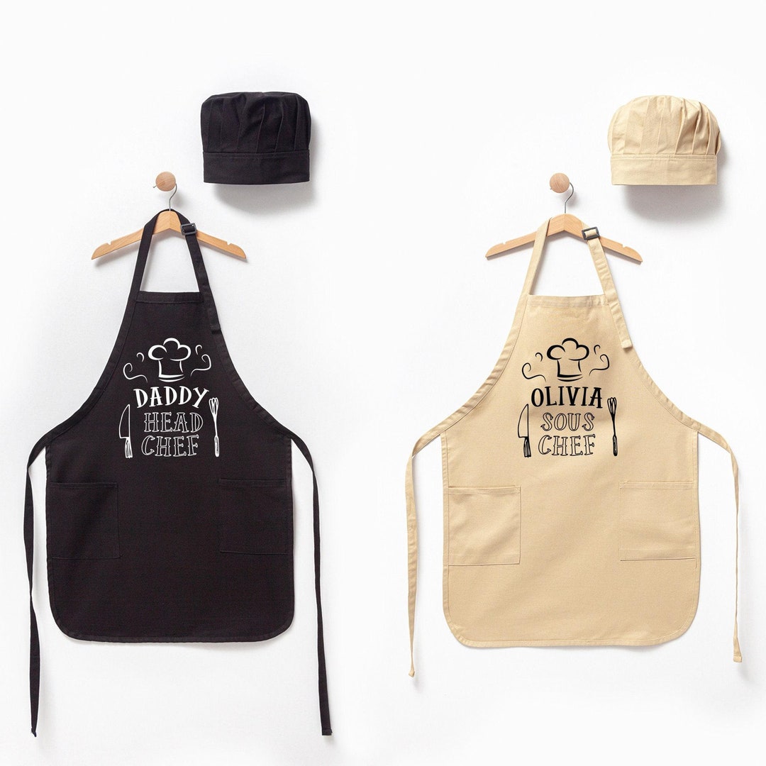 Cute Matching Apron With Names, Personalised Head Chef Sous Chef ...