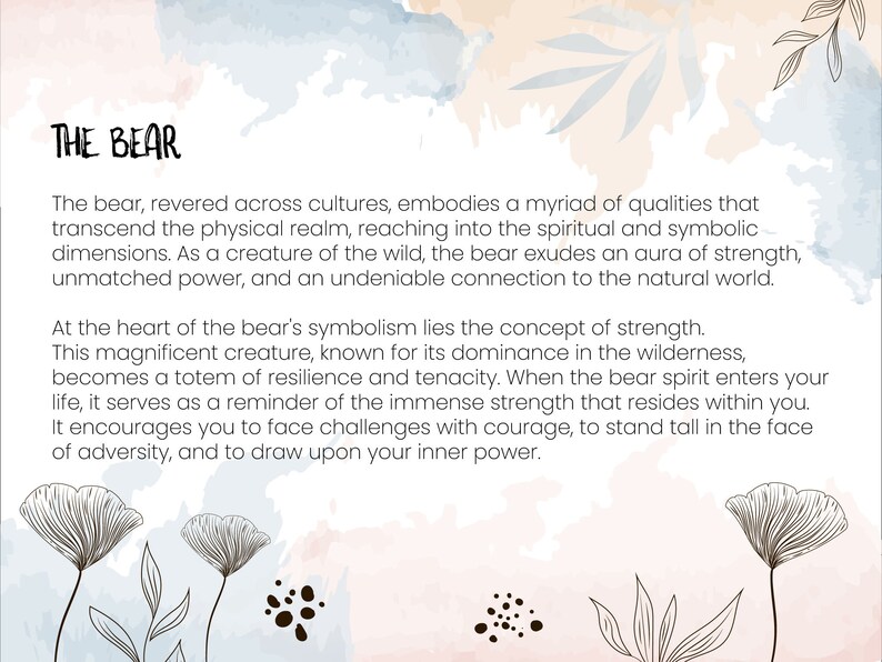 Bear Totem Animal Coloring Page - Adult Spirit Animal Printable ...