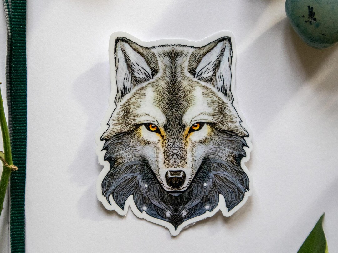 Hekate Wolf – Front Facing Grey Wolf Sticker | Nature-inspired | Totem ...