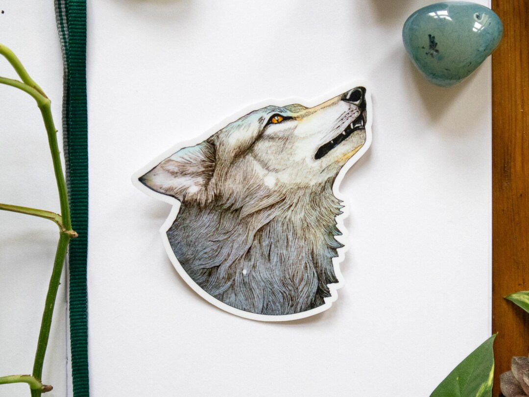Hekate Wolf – Side Profile Grey Wolf Sticker | Nature-inspired | Totem ...