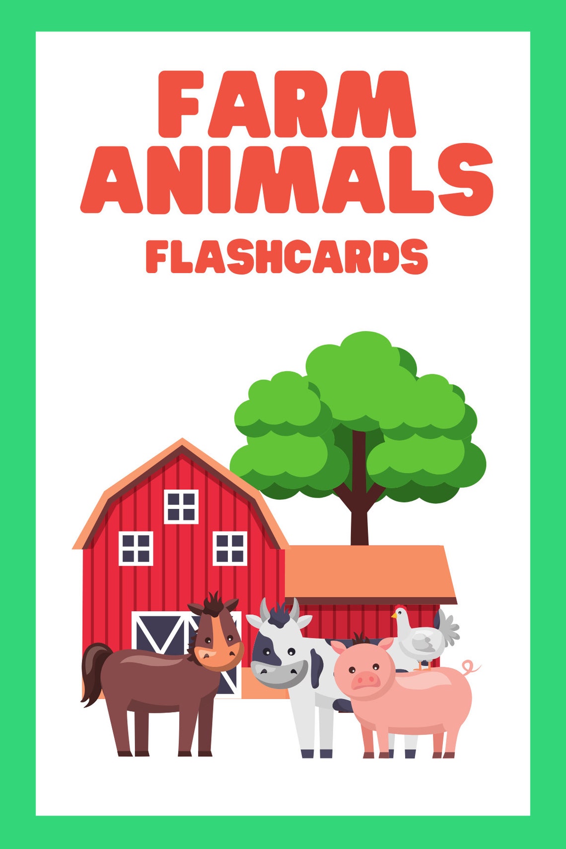 FARM ANIMALS, Flash Cards for School, Flashcards PDF Printable Cards ...