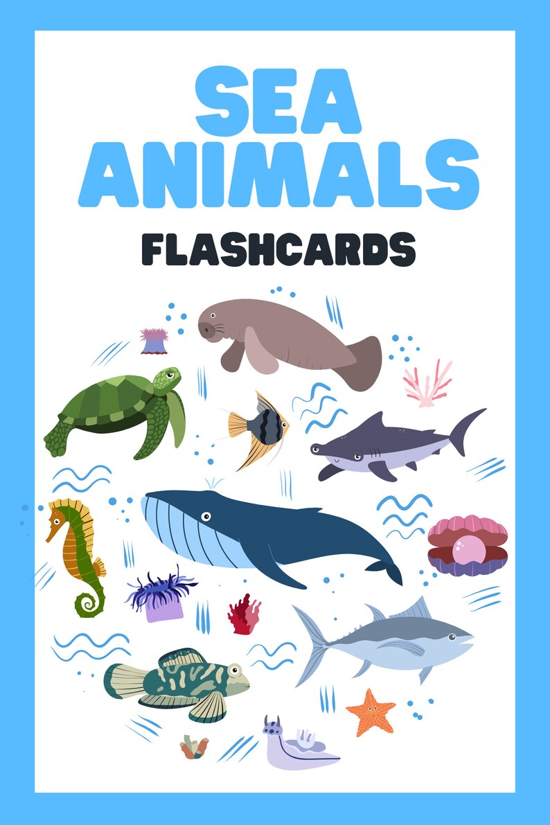 SEA ANIMALS 15 Montessori Cards Flash Cards, PDF Printable Cards ...
