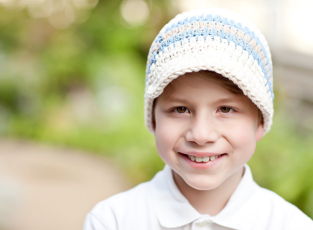 Toddler Boy Hat Ecru Light Blue Khaki Baby Boy's - Mens Cotton Striped ...
