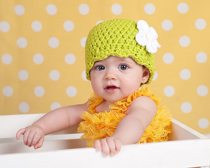 Custom Baby Girl Hat 3 to 6 Month 40 Available Colors Crochet Flower ...