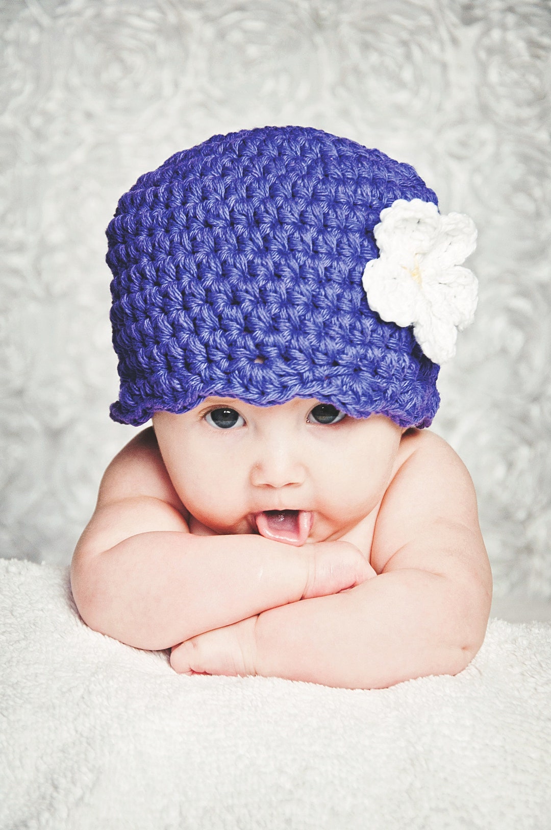 Custom Baby Girl Hat 3 to 6 Month 40 Available Colors Crochet Flower ...