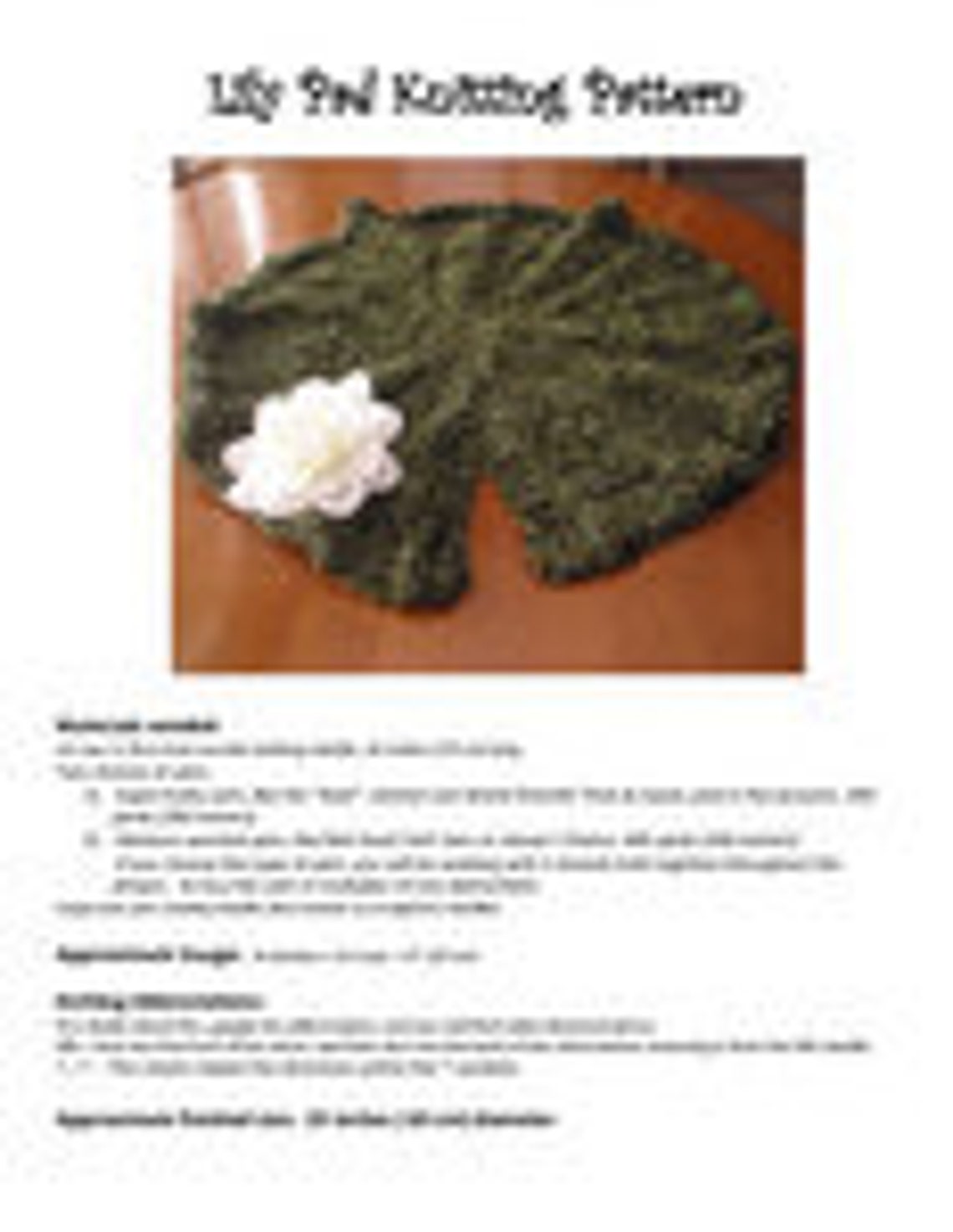 Lily Pad Photo Prop Knitting Pattern for Newborn Photography - Etsy