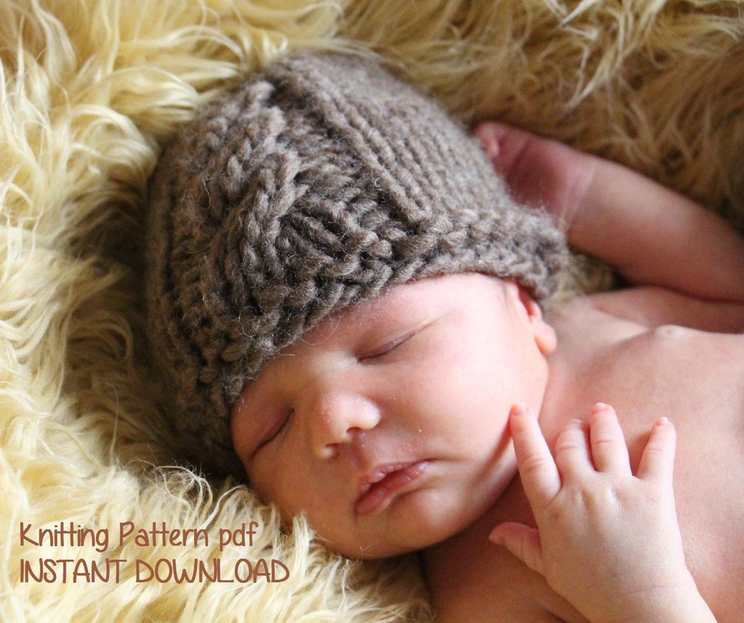 Cable Front Chunky Newborn Baby Beanie Knitting Pattern PDF 122 ...
