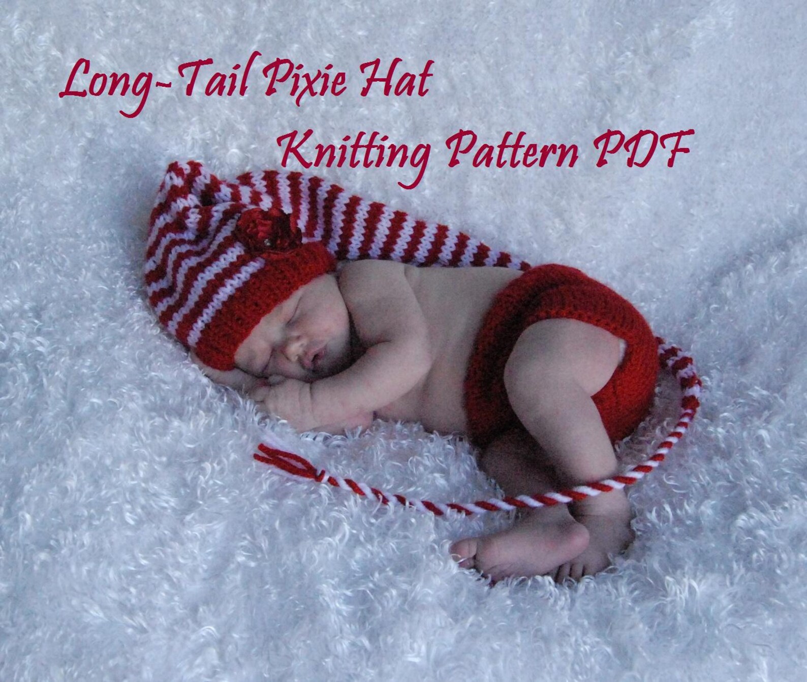 Long Tail Pixie Baby Hat Knitting Pattern in 3 Sizes, PDF Number 109, INSTANT DOWNLOAD ...