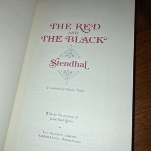 The Red and the Black by Stendhal, Illustrated, Franklin Library, Leather Bound Hardcover ...
