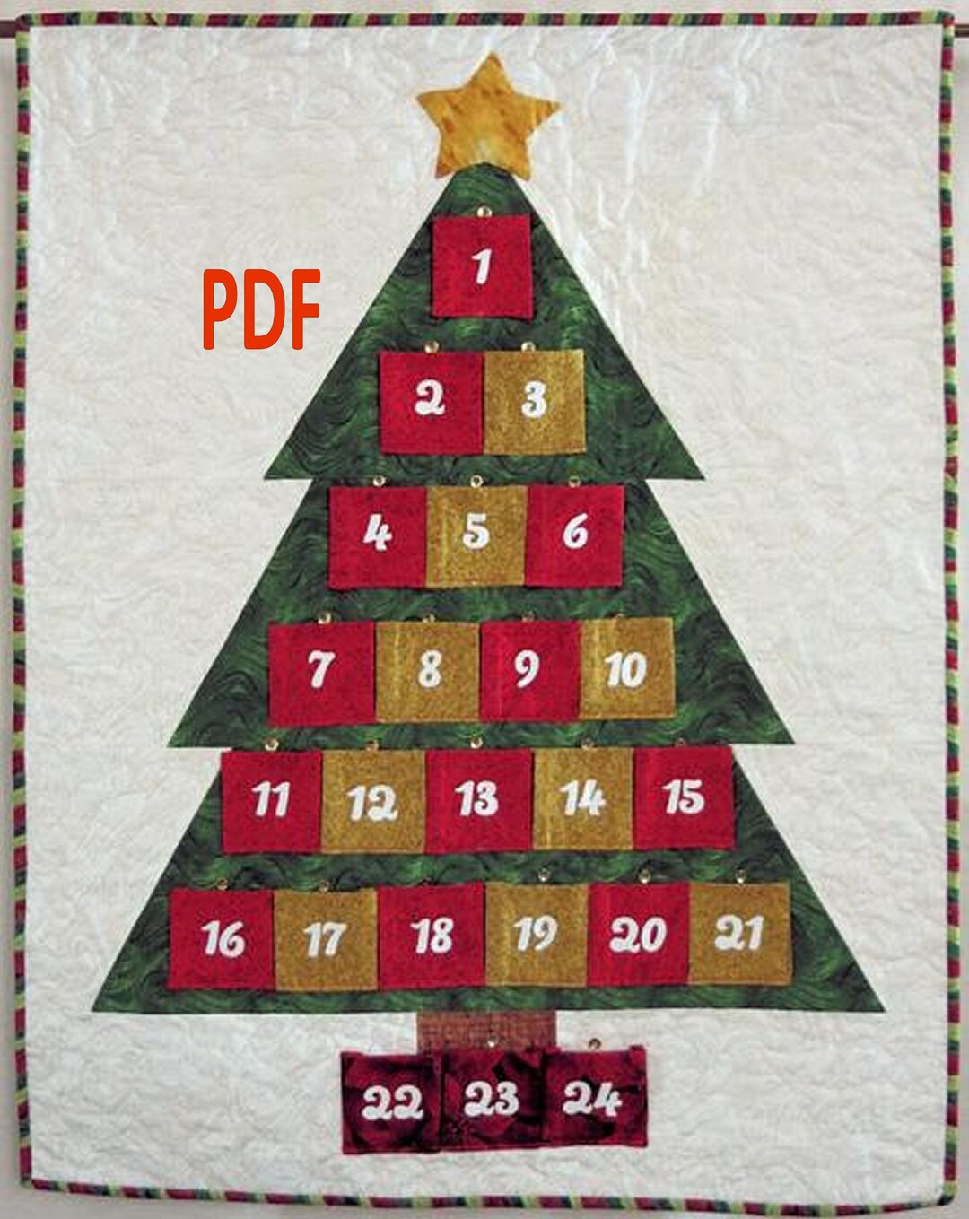 Pdf PATTERN Christmas Countdown Calendar Wall Quilt File MAM-170 E for ...