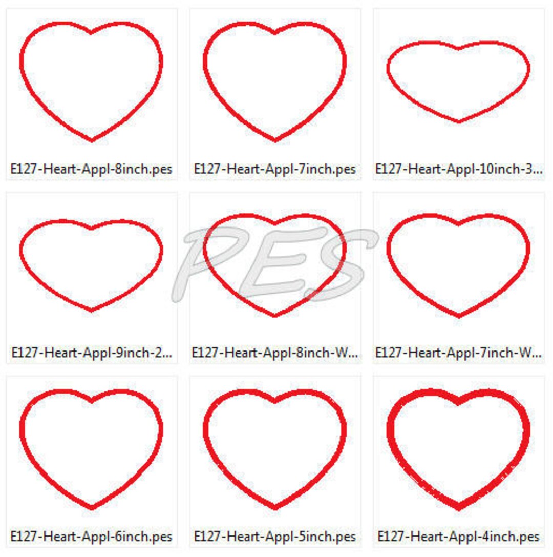 Heart Applique Embroidery Design Collection PES 9 Sizes in the Hoop ...